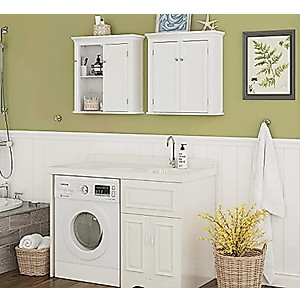 Spirich Home Bathroom Cabinet Wall Mounted, Hanging Bathroom Storage Cabinet Over Toilet, Medicine Cabinet with Doors and Shelves (White)