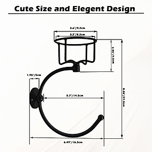 Hand Towel Holder, Matt Black Hand Towel Ring for Bathroom Wall Mounted, Heavy Duty Towel Hook with Candle Holder for Bathroom Wall Decoration