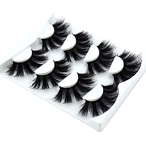 HBZGTLAD NEW 4 Pairs 3D Mink Hair False Eyelashes Criss-cross Wispy Cross Fluffy length 25mm Lashes Extension Handmade Eye Makeup Tools (MDR-5)