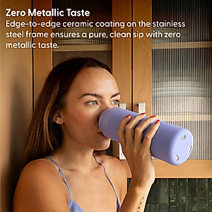 W&P Porter Insulated Bottle 20 oz | Clean Taste Ceramic Coating for Water, Coffee, & Tea | Wide Mouth Vacuum Insulated | Dishwasher Safe, Blush