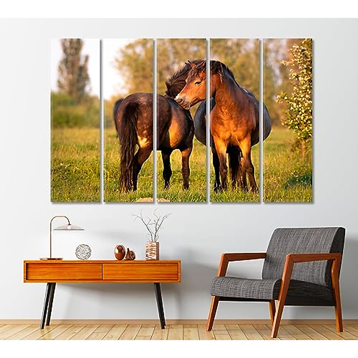Pair of Exmoor Ponies Canvas Print 1 Panel / 36x24 inches