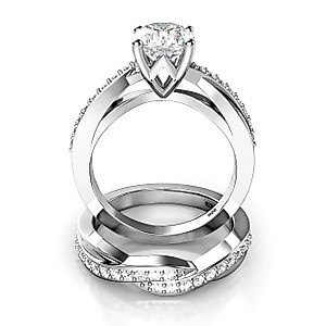 Sz 6 Sterling Silver 925 Round Brilliant Cut Cubic Zirconia CZ Engagement Ring