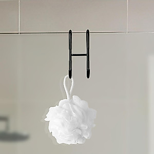 Shower Door Hooks (2-Pack),Stainless Steel Bathroom Hooks,No Drill No Stick Hooks,Frameless Glass Shower Door Towel Bath Ball Hooks,Shower Wiper Hook, Black