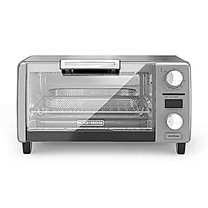 Black+Decker TOD1775G Crisp N Bake Air Fry Digital Toaster Oven, 9" Pizza or 4 Slices of Bread, Gray