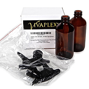 Vivaplex, 2, Large, 8 oz, Empty, Amber Glass Spray Bottles with Black Trigger Sprayers