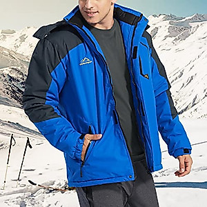 TACVASEN Winter Jacket Men Waterproof fleece Jacket Snowboarding Ski Jacket Military Tactical Jacket Coat Parka Hooded Raincoat, Black, L