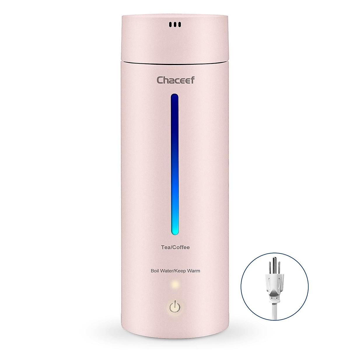 CHACEEF Mini Rice Cooker 2-Cups Uncooked, 1.2L Portable Non-Stick Small Travel Rice Cooker Beige & CHACEEF Travel Electric Kettle, 350ml Small Portable Kettle with Non-stick Coating, Pink