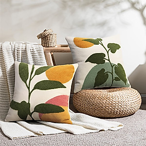 JASEN Abstract Boho Pillow Covers 18x18,Soft Mid Century Geometric Cactus Decorative Throw Pillows for Couch Bed Sofa Bedroom（Only 1 Pillow Cover）