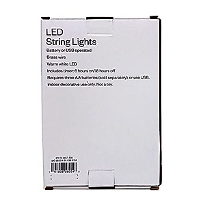 Room Essentials 90ct Extended LED Fairy Lights, 30 ft Gold Color Starry String with Copper Wire, USB or Battery Powered (1)