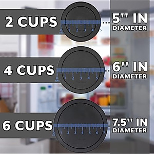 CIBI Food Storage Container Lids (2 Cups, Black - 6PK) Compatible with Pyrex and Anchor Round Glass Containers, Dishwasher and Microwave Safe Replacement Lids