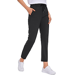 CRZ YOGA Womens 4-Way Stretch Ankle Golf Pants - 7/8 Dress Work Pants Pockets Athletic Travel Casual Lounge Workout Black Small