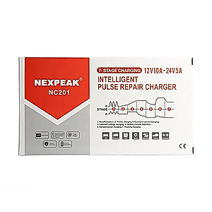 NEXPEAK 10-Amp Smart Fully Automatic Battery Charger, 12V and 24V, Maintainer Trickle Charger w/Temperature Compensation for Car Truck Motorcycle Lawn Mower Boat Marine Lead Acid Batteries…