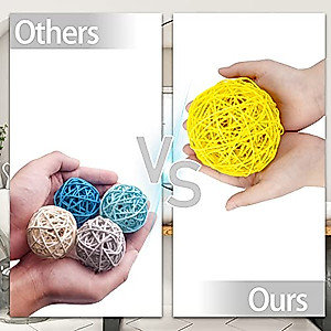 DomeStar Extra Large Rattan Balls, 4 Inches Wicker Balls Decorative Balls Natural Decorative Wicker Rattan Balls Orbs Vase Fillers Yellow, White, Grey and Lemon