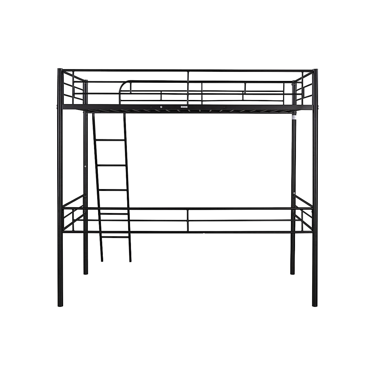 Lifeand Sturdy Twin Size Metal Loft Bed with Built-in Ladder and Guardrails for Space-Saving Solution in Kids' and Teens' Rooms,Black