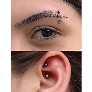 Ocptiy 14G G23 Titanium Eyebrow Ring Daith Rook Ear Earring Piercing Jewelry Belly Navel Button Ring Snake Forg Eye Tongue Vertical Labret Lip Curved Barbell Piercing Jewelry Women Men 6mm 8mm 10mm