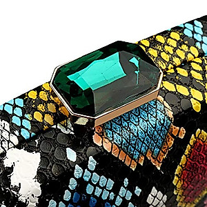 Gets Multicolor Snakeskin Purse for Women Box Evening Bag Green Snakeskin Clutch Handbag Party Wedding (Green)