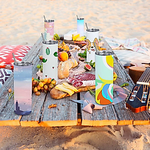 20 Oz Sublimation Tumblers,10 Pack Blank Skinny Tumbler with Lids and Straws,Stainless Steel Double Wall Vacuum Insulated Sublimation Tumbler Bulk Set, Straight Tumblers Cups Travel Coffee Cup(White)