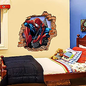 Kids Cartoon Wall Decal Peel and Stick Removable Cute Super Hero Stickers for Spiderman Room Wall Decor Decals Kids Themed Room Stickers