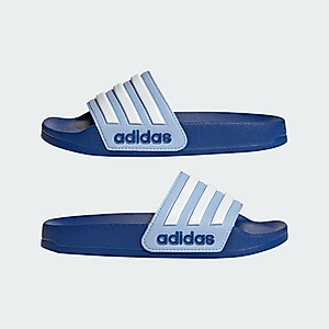 adidas Adilette Shower Slide Sandal, Blue Dawn/White/Team Royal Blue, 2 US Unisex Little Kid