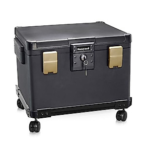 Honeywell Safes & Door Locks - Large Safe Box Chest for Home - Waterproof & Fireproof Safe with Wheels - Fits Letter, Legal & A4 Files - Strong ABS Plastic Document Safety File Box - 1.06 Cu - 1112W