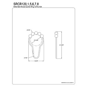 Kingston Brass SRCR125 Roller Ball Shower Curtain Rings, Oil Rubbed Bronze, 2.81 x 1.56 x 0.31 (12Pcs/Set)