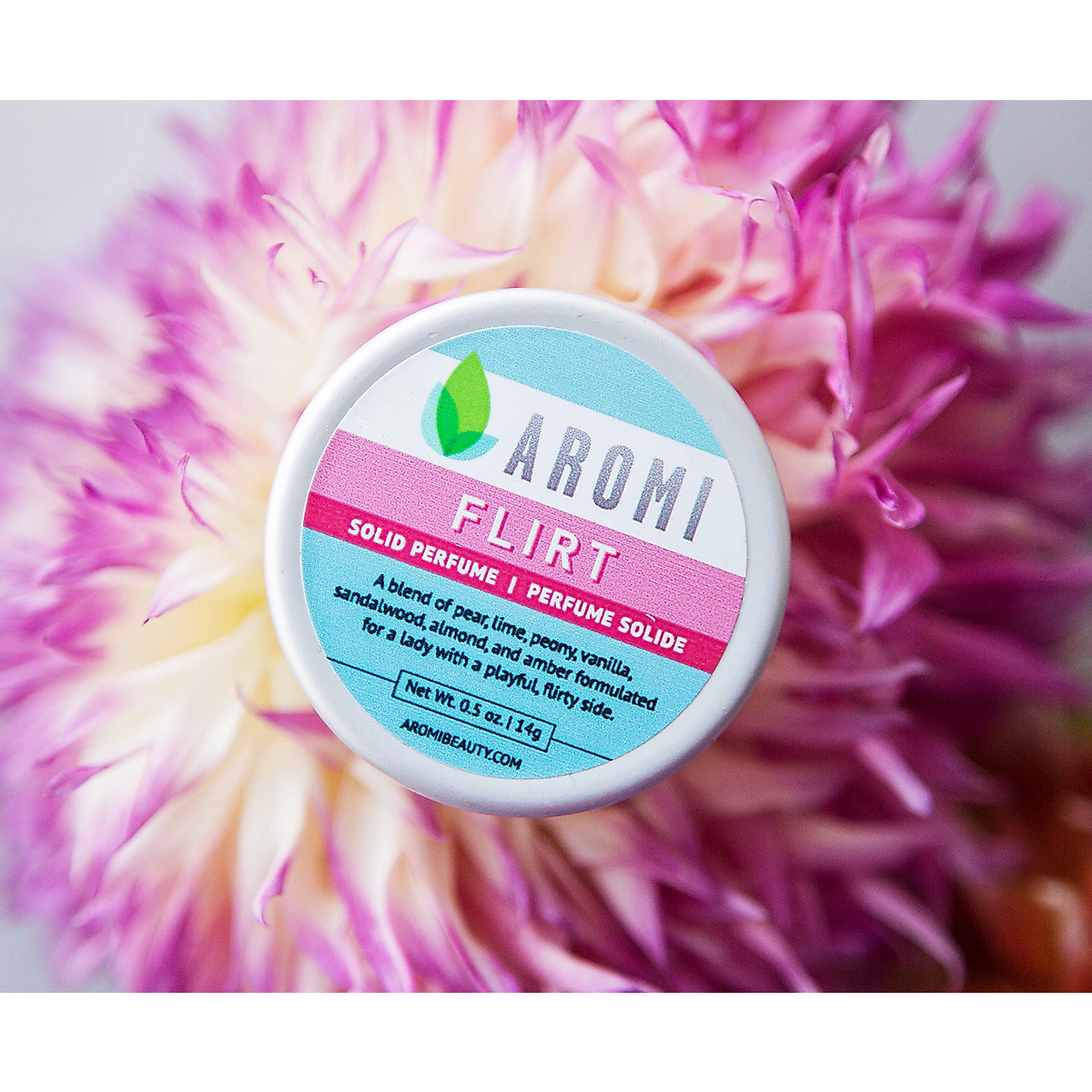Aromi Flirt Solid Perfume | Floral, Woodsy Fragrance, Vegan, Cruelty-free, Almond, Peony, Vanilla Scent, Wax-Based, Women's Gift, Travel, Handmade (Flirt)