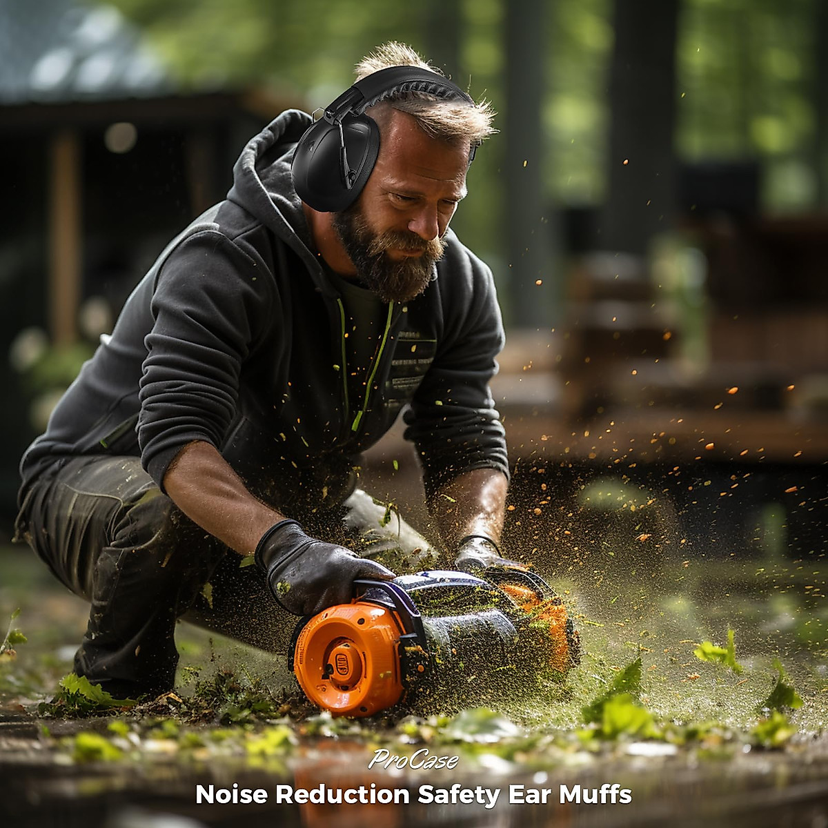 ProCase Noise Cancelling Earmuffs, SNR 34 dB Ear Protection, Adjustable Sound Proof Headphones for Adults Kids, Noise Cancelling Headphones for Autism, Effective Hearing Protection -Black