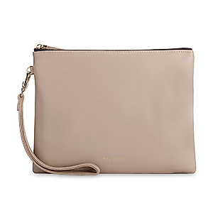 DORIS&JACKY Leather Wristlet Clutch Purse For Women Large Designer Wallet With Detachable Strap (beige)