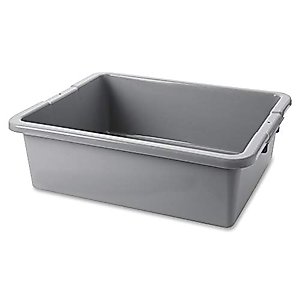Rubbermaid Commercial Products Standard Bus/Utility Box, 7.125-Gallon, Gray, Heavy Duty Plastic Restaurant Tub/Dish Washing Box for Kitchen Organization/Storage, Plastic Box