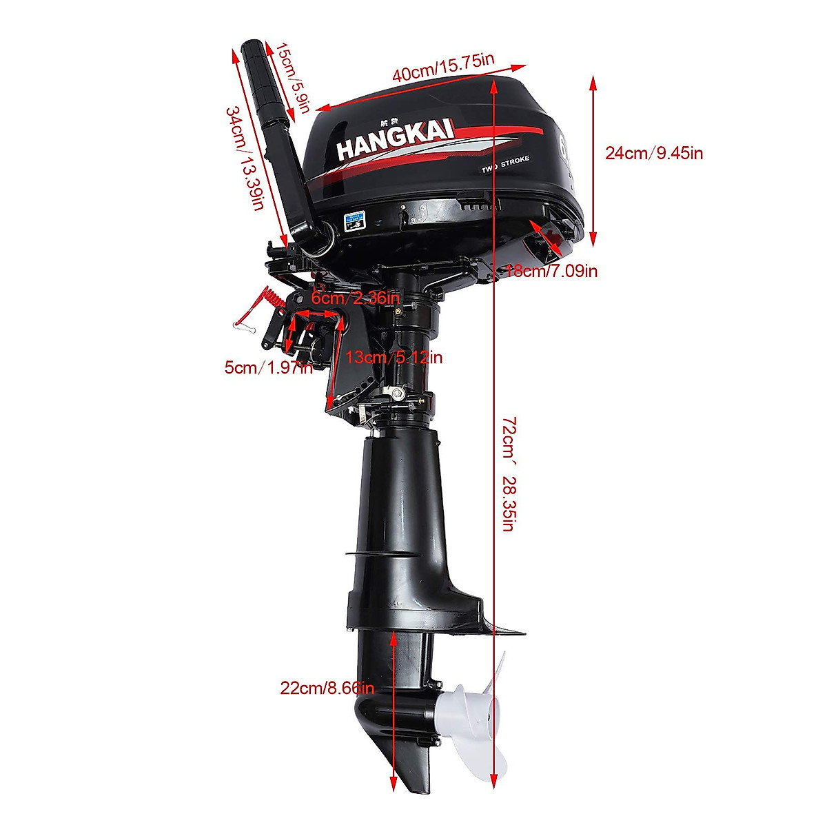 6HP Outboard Motor, 102CC Fishing Boat Motor Motor Prop Heavy Duty, 2-Stroke Outboard Motor Boat Engine Outboard Trolling Motor for Fishing, Aquaculture, Outdoor Adventure Engine tiller Control
