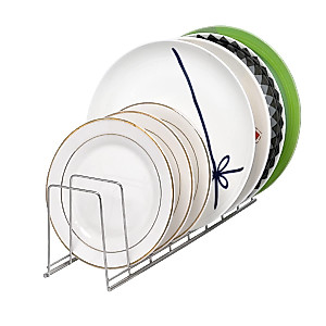 PINNIYOU Pot Lid Organizer, 2 Pack Kitchen Plate Pot Lid Rack Holder Rest, Storage Cutting Boards, Bakeware, Pots & Pans Serving Trays, Reusable Containers in Cabinet Pantry, USU201, Silver