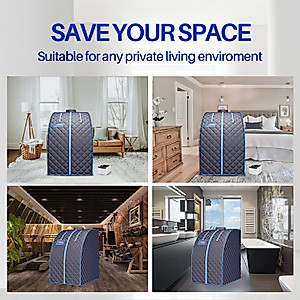 TOREAD Single Person Sauna Portable Folding Steam Sauna with 1000W&2.6L steam Generator, Personal Sauna Tent for Relaxation, Fast Heating in 6 Min, with Remote Control, Black