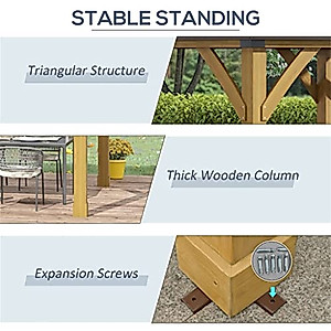 CZDYUF 10' X 12' Patio Solid Metal Roof Gazeb, Galvanized Steel Gazebo with Wooden Frame, for Patios Deck Backyard Gardon