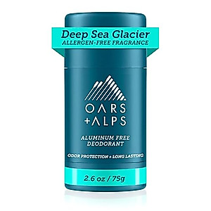 Oars + Alps Aluminum Free Deodorant for Men and Women, Valentines Gifts for Him, Dermatologist Tested and for Sensitive Skin, Vegan, Deep Sea Glacier, 1 Pack, 2.6 Oz