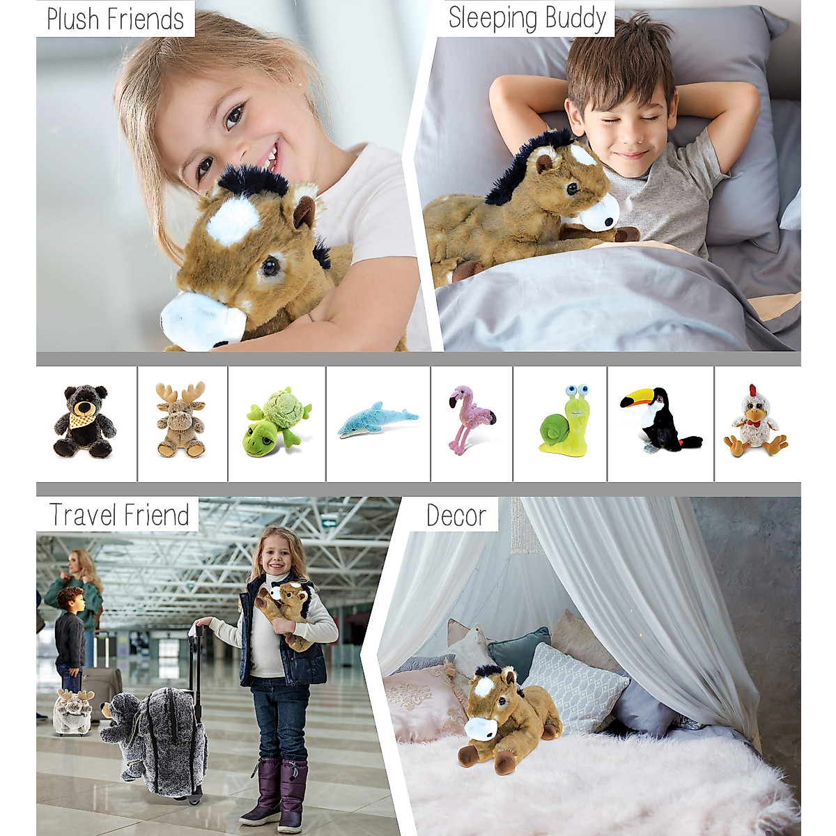 DolliBu Lying Brown Horse Stuffed Animal - Super Soft Plush Horse, Floppy Farm Stuffed Animal, Cute Stuffed Horse Gifts for Girls, Boys, Realistic Horse for Toddler, Kids, and Adults - 10.5 Inches