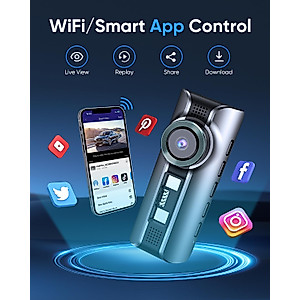 AZDOME 3 Channel 4K Dash Cam for Cars, 4K+1K Dash Cam Front and Rear, 1440P+1080P+1080P Triple Dash Cam, 3.19" IPS Screen, Built-in GPS WDR IR Night Vision, 24H Parking Mode, 64GB Card Included