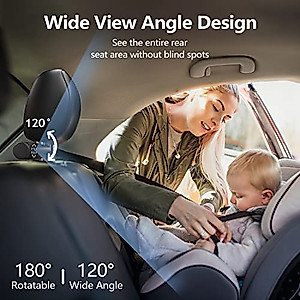 BABYMUST Baby Car Camera, 1080P Baby Car Mirror with Night Vision Function, 4.4”HD Wide Car Seat Mirror Camera to Observe Baby's Every Movement While Driving,Baby Car Monitor with 360°Fixable Camera