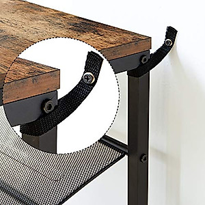 IBUYKE Industrial Shoe Rack, 5-Tier Shoe Organizer with 4 Metal Mesh Shelves, Unit Flat & Slant Adjustable Shoe Storage for 16 Pairs, for Entryway, Hallway, Bedroom, Closet, Rustic Brown, UTMJ083H