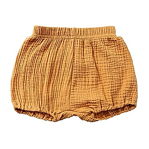 EISHOW 5 Packs Infant Baby Summer Shorts Soft Loose Bloomers Unisex Girls Boys Cotton Linen Blend Harem Triangle Shorts Pants