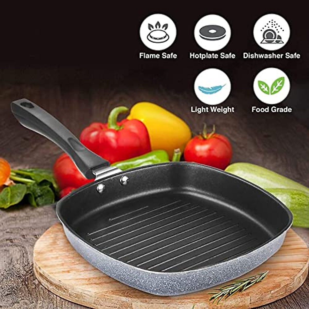 Generic Non-Stick Square Fry Pan, Aluminum, 12"