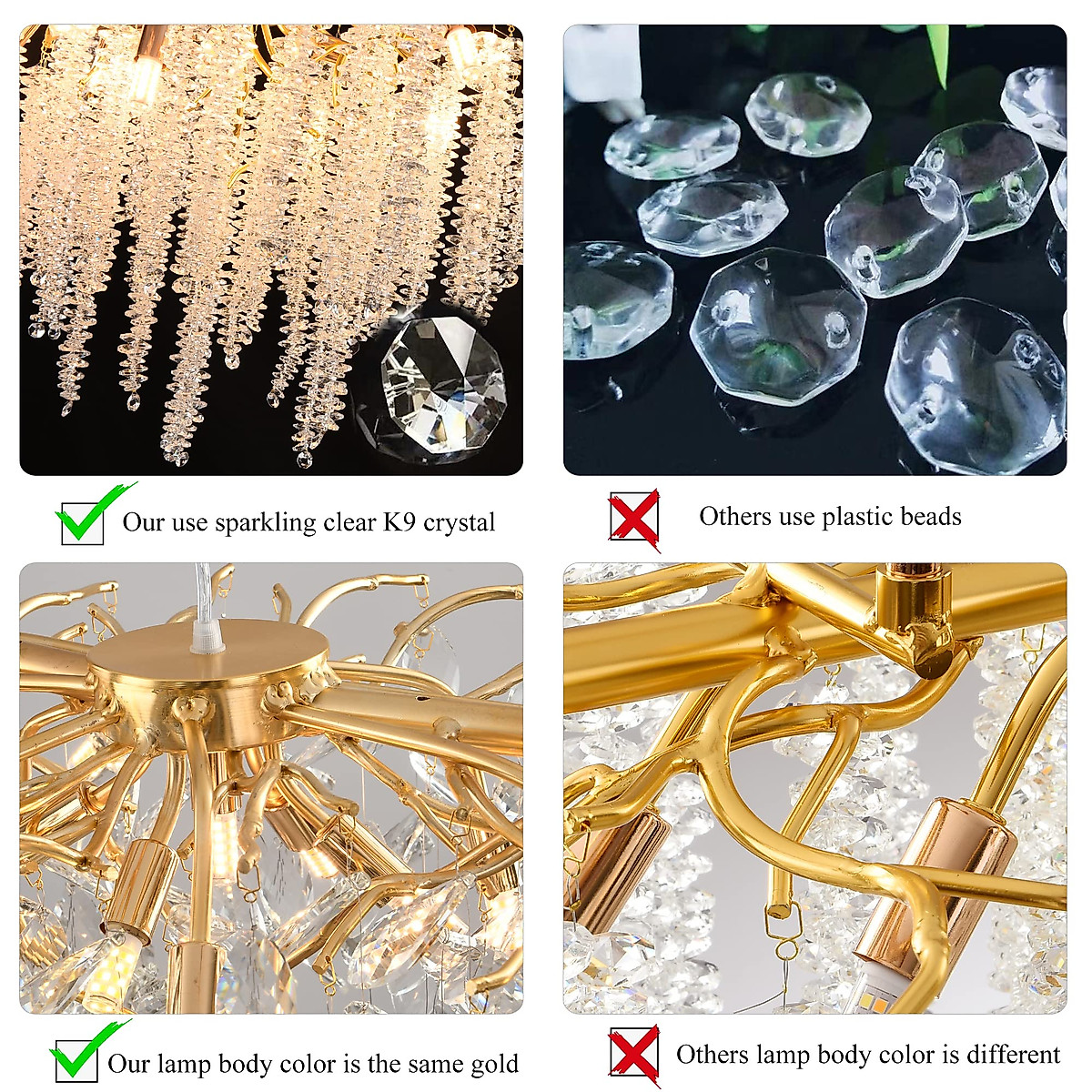 Puvaue Modern Crystal Tree Branches Chandeliers Gold Luxury Round Raindrop Pendant Light Fixture 9 Light Tassel Ceiling Hanging Light for Dining Room Bedroom Living Room Entryway 23.7"