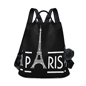 ALAZA Eiffel Tower Black Paris Large Women's Fashion Casual Backpack Purse Shoulder Travel Bag
