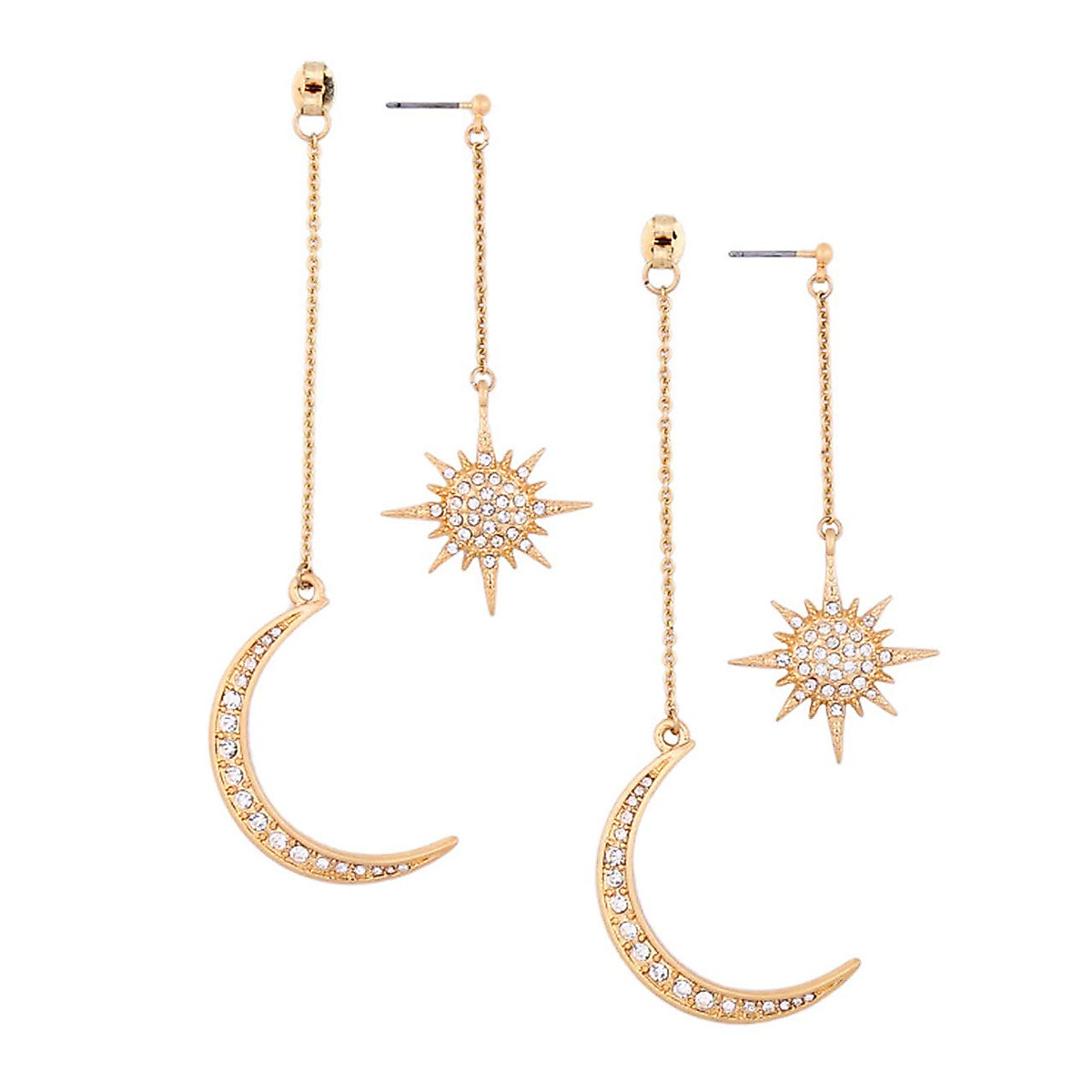 Zinc Moon Earrings for women Girls Moon and Star Earrings Jewelry Fashion Long Drop Dangle Stud