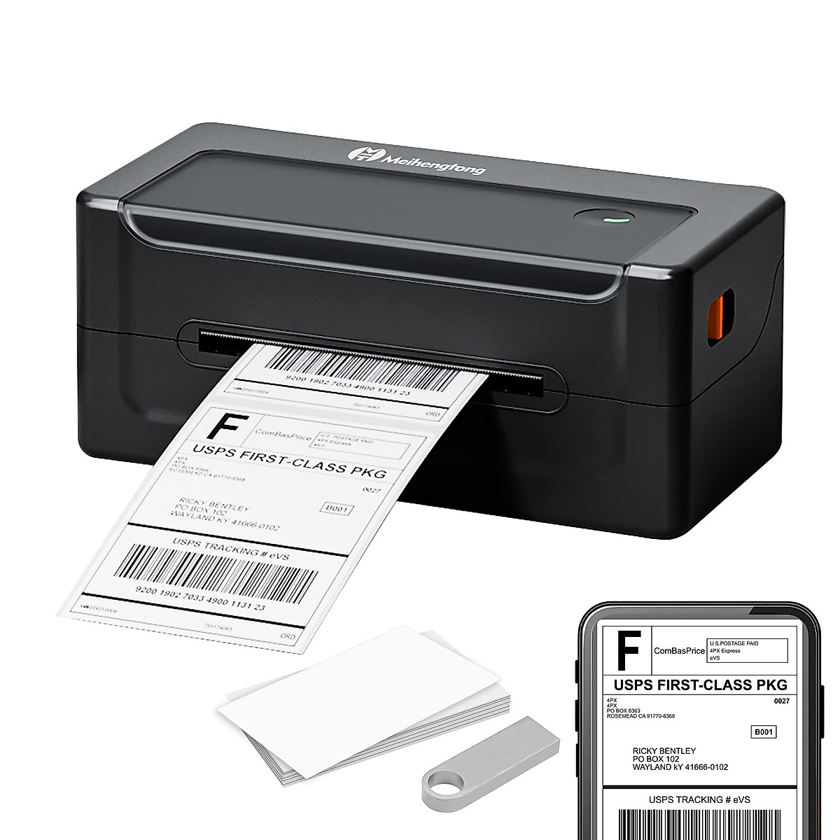 Meihengtong Thermal Label Printer - Milestone Shipping Label Printer High Speed Label Makers 4x6 Label Printer Compatible with Ebay,Shopify,UPS,Amazon,Etsy, Support Windows&Mac (Gray)