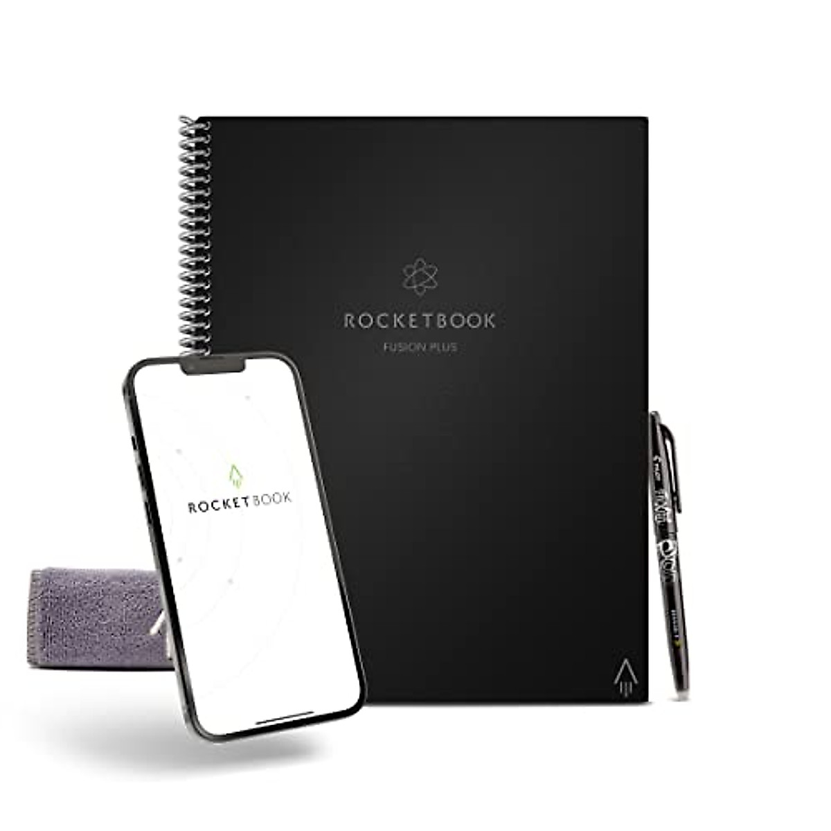 Rocketbook Fusion Plus Smart Notebook and Planner - 60 Reusable Notebook Pages, 11 Page Styles - Manage Projects & 1 Microfiber Cloth - 30 Sheets - Letter Size, Black & Smart Notebook Accessory Kit