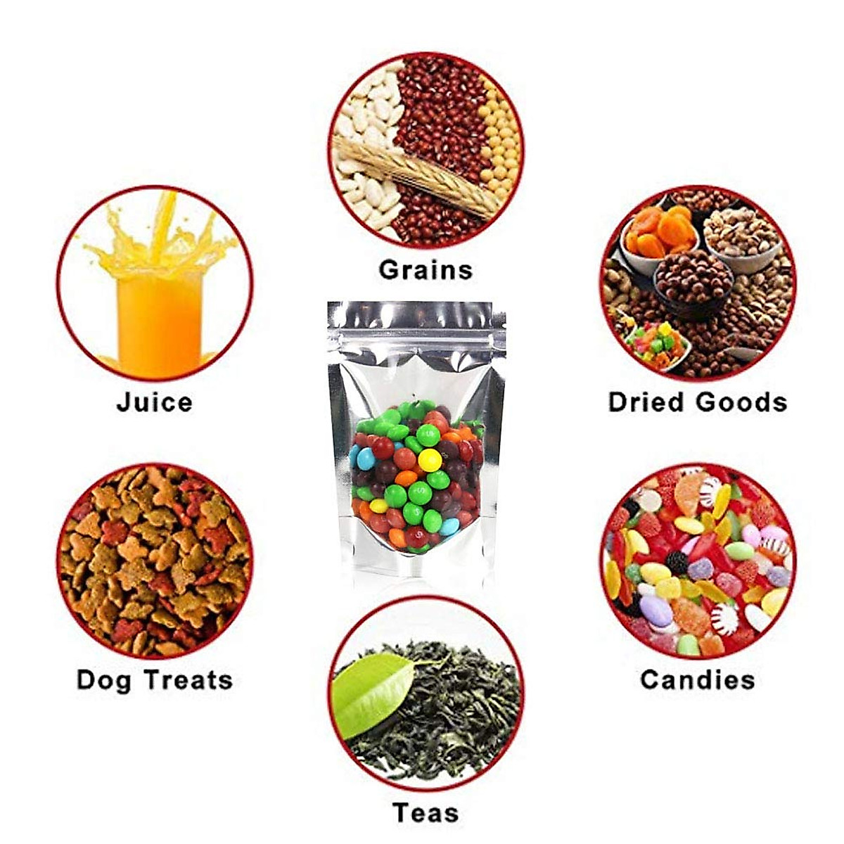 100PCS Resealable Smell Proof Bags with Clear Front Window, Zip Lock Stand Up Aluminum Foil Bags Mylar Food Storage Bags Pouch for Dry Food, Snack, Jewelry, Electronics（8x12+4inch）