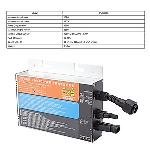 Tgoon Grid Tie Inverter, 500W Grid Tie Micro Inverter, High Conversion Rate Solar Micro Inverter Grid Tie for Generation Systems(500W)
