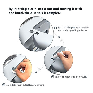 HTTMT- Classic Potty Training Toilet Ladder Seat With Upgraded Cushion Step Stool Ladder Toilet Chair/Toilet Trainer for Baby Toddler Kids Children In Gray [P/N: ET-BABY002-GRAY-C]