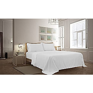 ROYALE LINENS - 4 Piece Full Bed Sheet - Soft Brushed Microfiber 1800 Bedding Set - 1 Fitted Sheet, 1 Flat Sheet, 2 Pillow Case - Wrinkle & Fade Resistant Luxury Full Size Sheet Set (Full, White)