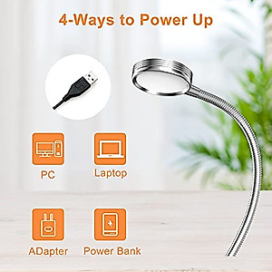 LEPOWER Clip on Light/Book Light/Reading Light with 2 Color Changeable/Night Light Clip on for Desk, Bed Headboard and Computers (Silver)